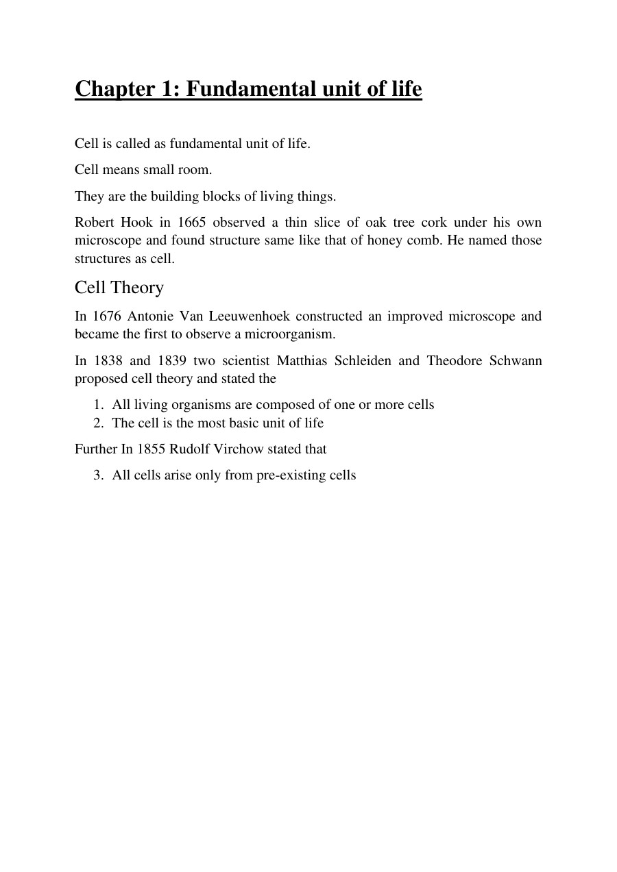 Cell the structural unit of life - Notes - LearnPick India