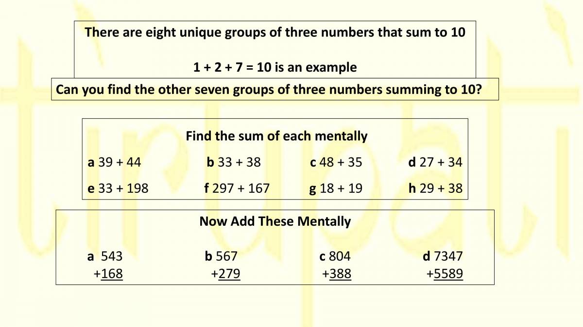 Addition- The Most Basic Operation Through Vedic Tricks. - Notes ...