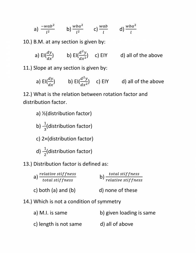Structure Analysis - 3 Objective Questions - Notes - LearnPick India