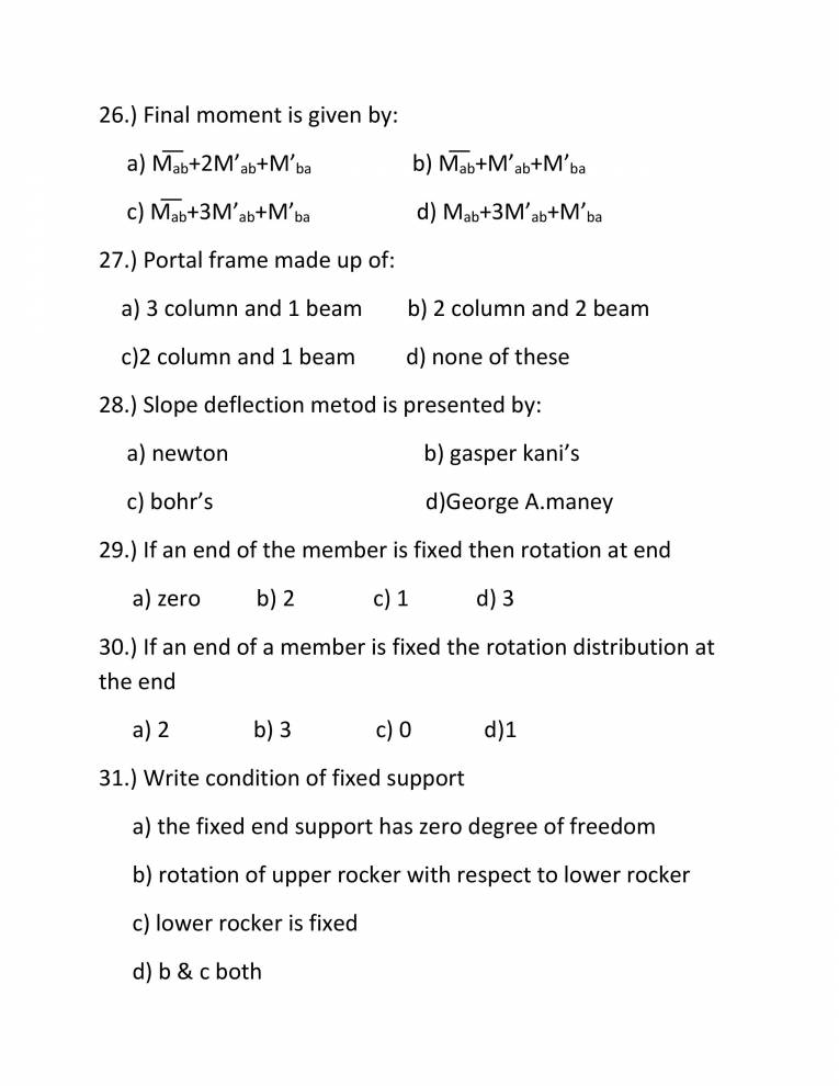 Structure Analysis - 3 Objective Questions - Notes - LearnPick India