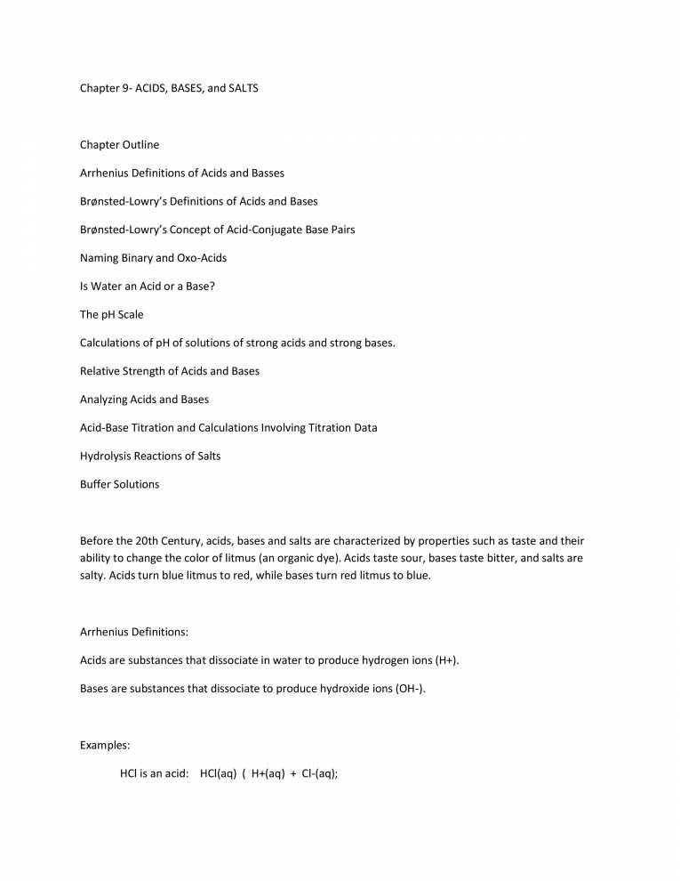 Acid, Base And Salt - Notes - LearnPick India