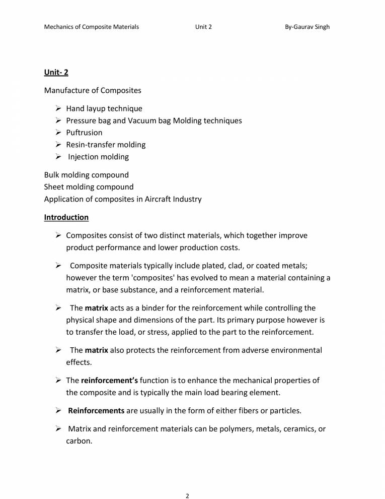 Mechanics Of Composite Materials - Notes - LearnPick India