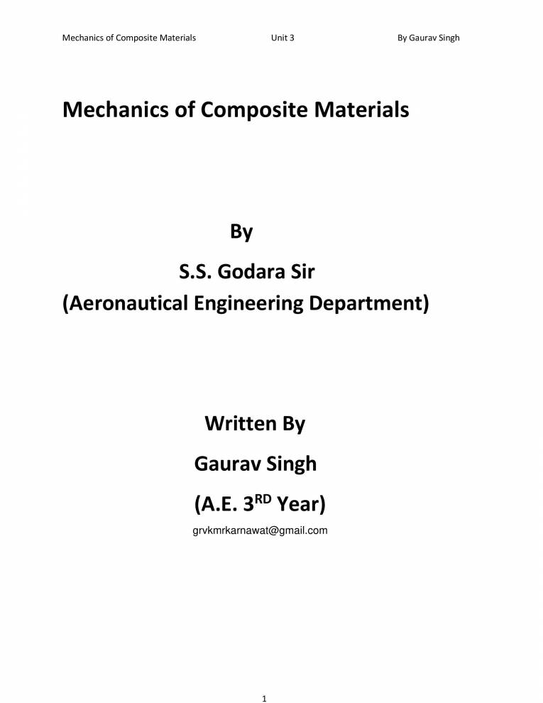 Mechanics Of Composite Materials - Notes - LearnPick India