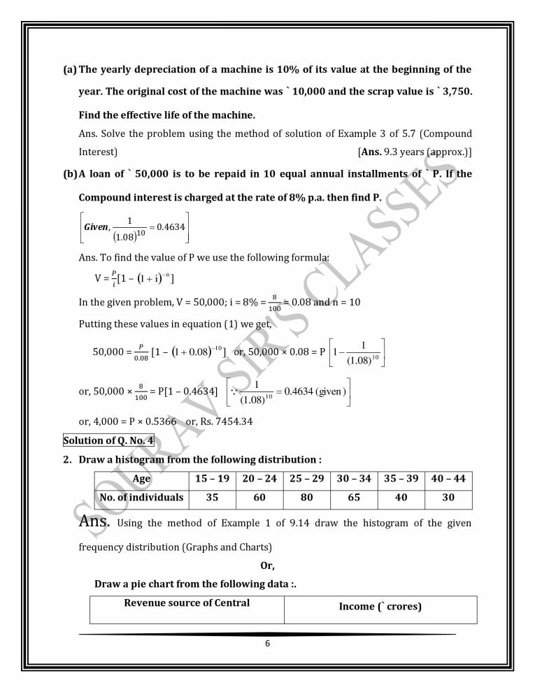B.Com G. 1st Year 2013 Maths Answers - Notes - LearnPick India