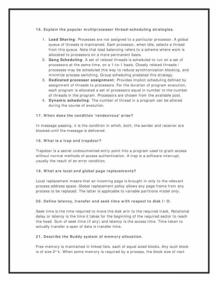 Operating System Interview Questions - Notes - LearnPick India