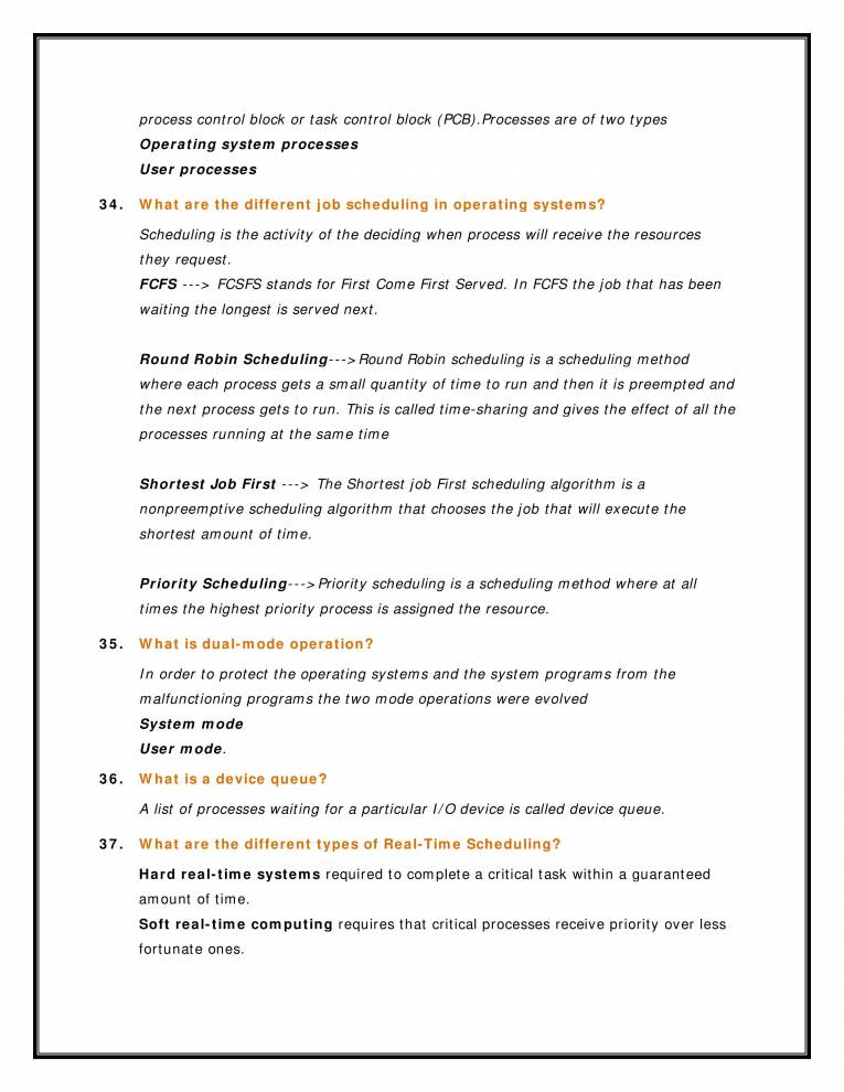 Operating System Interview Questions - Notes - LearnPick India