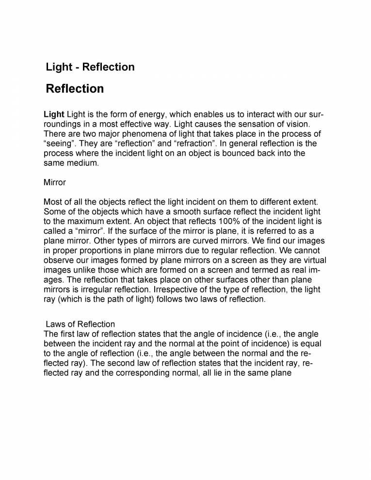 Light - Reflection - Notes - LearnPick India