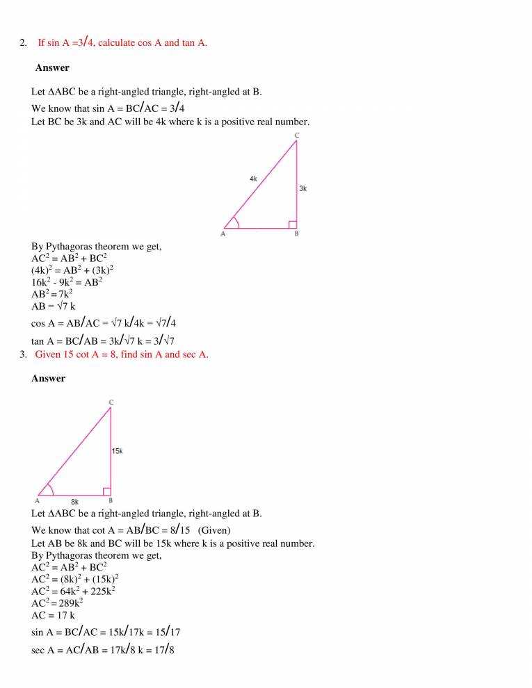 Trigonometry (Cl - 10) - Notes - LearnPick India