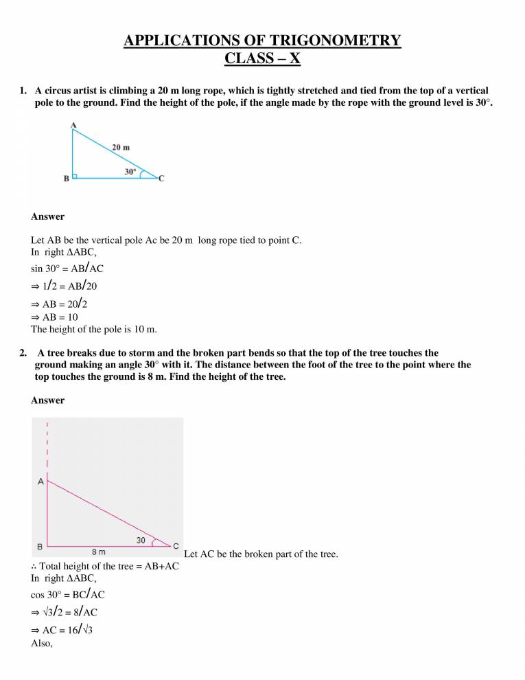 Trigonometry (Cl - 10) - Notes - LearnPick India