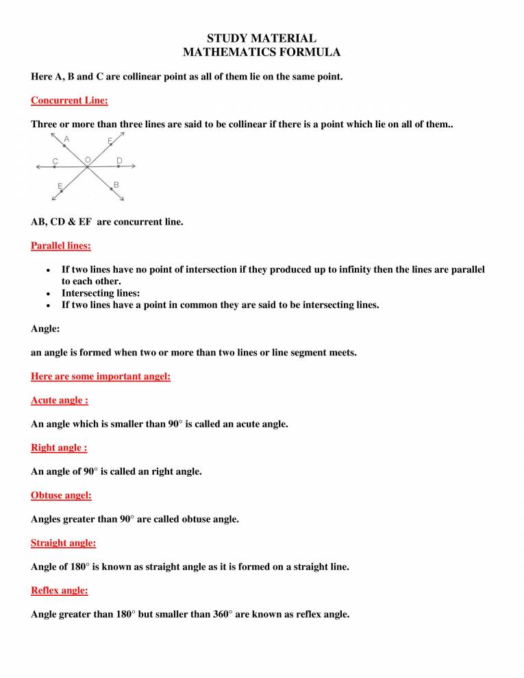 All In One Maths Formula At Your Finger Tips - Notes - LearnPick India