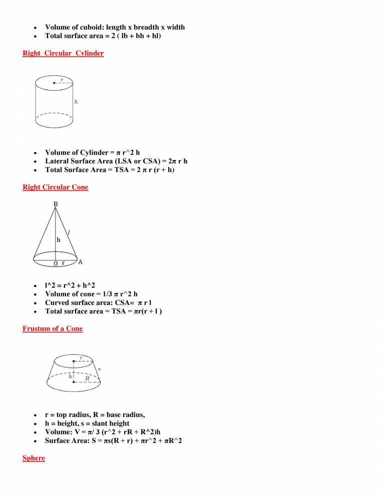 All In One Maths Formula At Your Finger Tips - Notes - LearnPick India