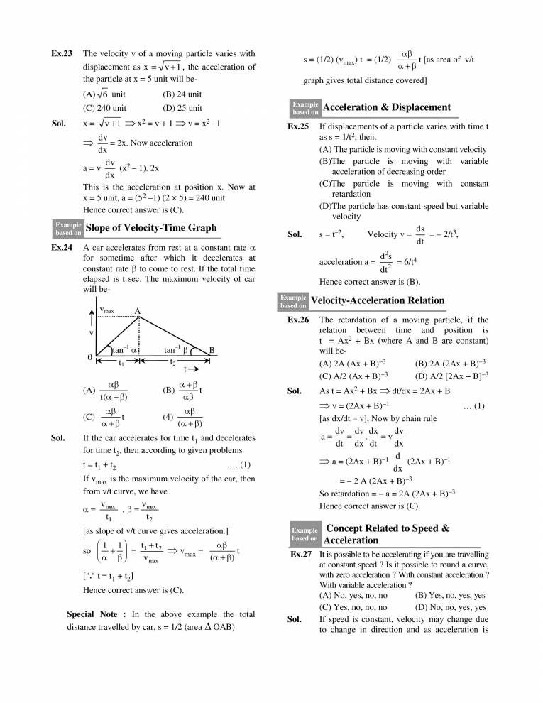 Motion In One Dimension - Notes - LearnPick India