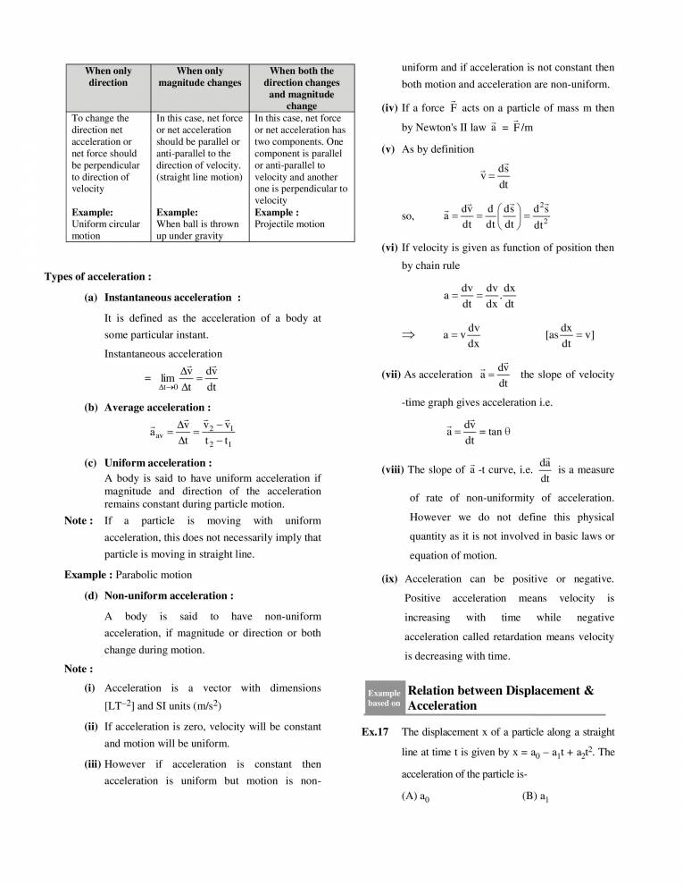 Motion In One Dimension - Notes - LearnPick India
