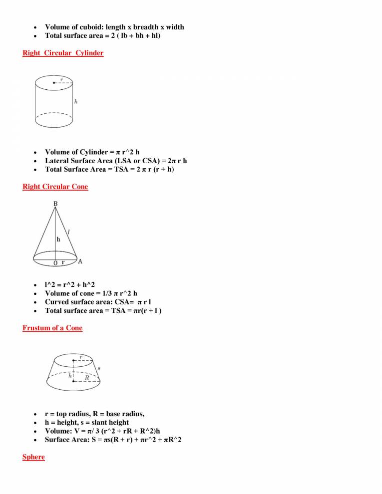 Formula At Your Finger Tips - Notes - LearnPick India