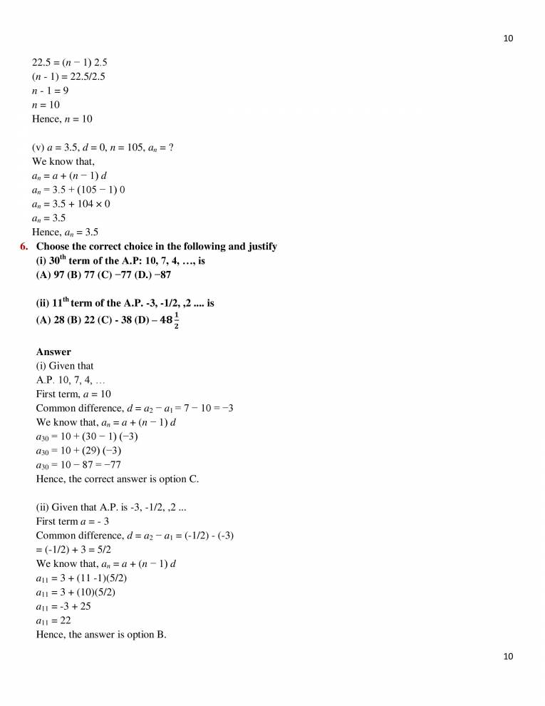 Arithmetic Progression - Notes - LearnPick India