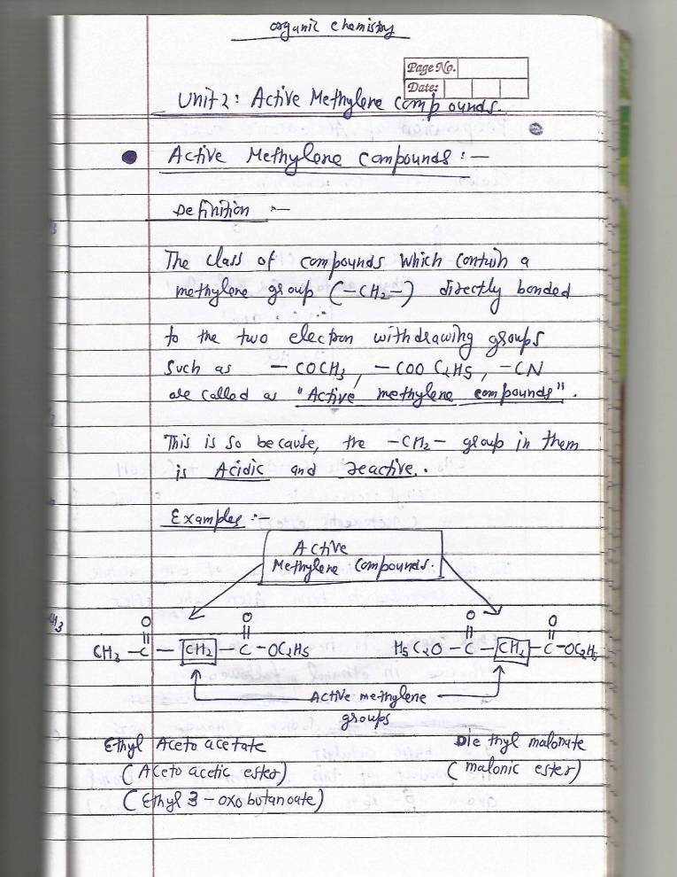 Activate Methylene Compounds - Notes - LearnPick India