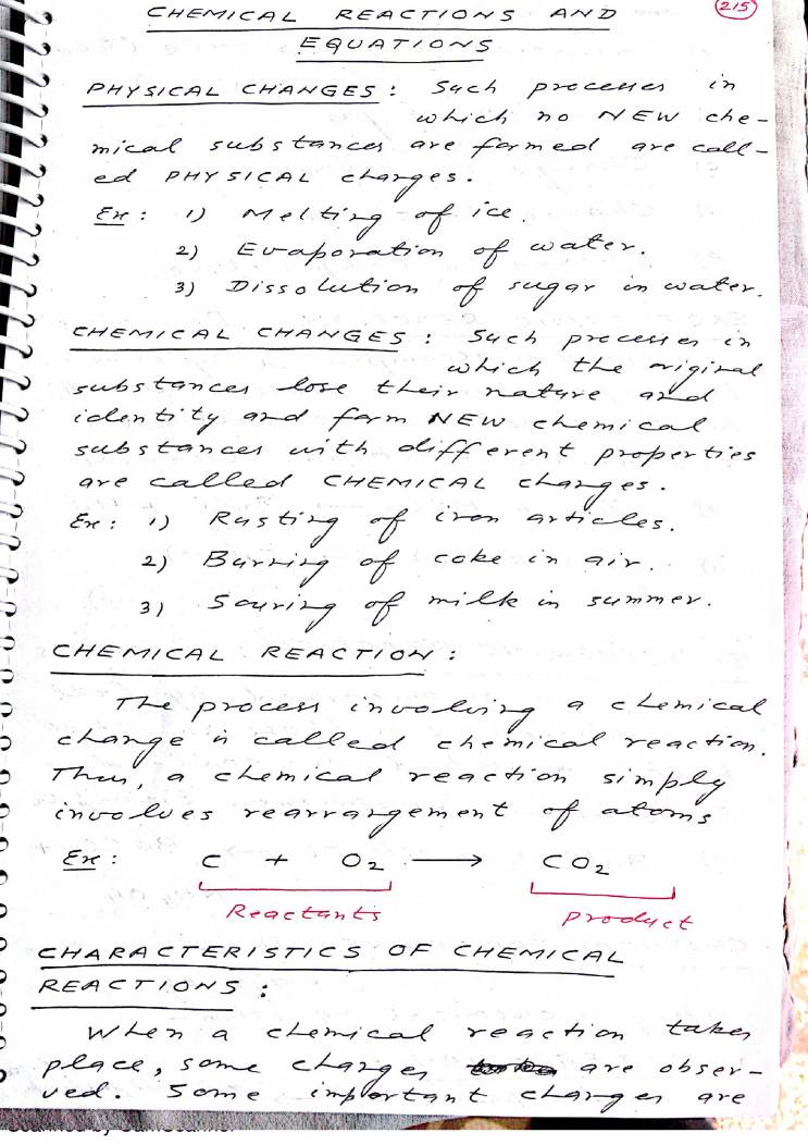 Chemistry: Chemical Equations & Reactions - Notes - LearnPick India