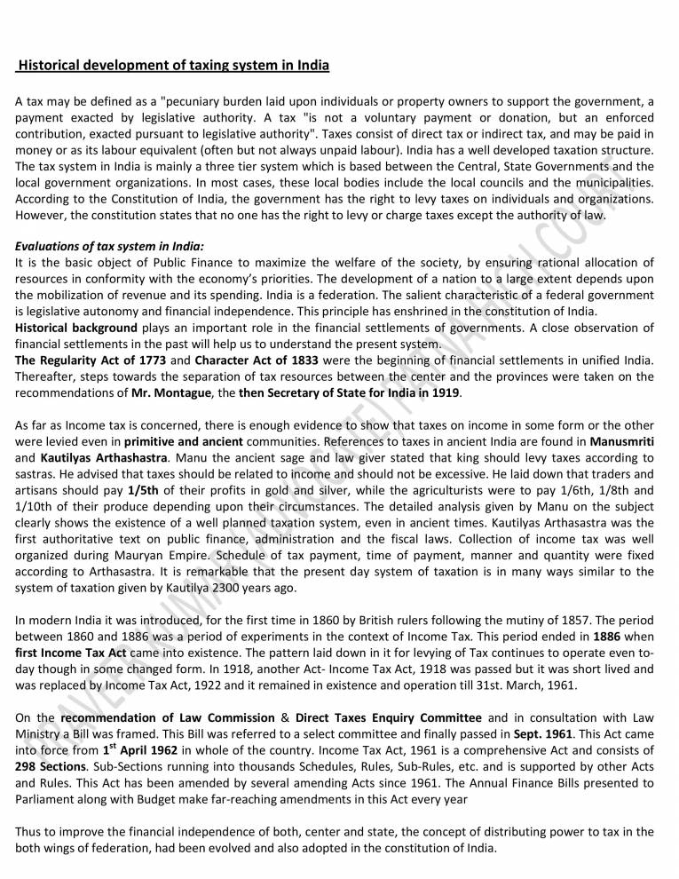 Notes For Taxation (for LL.B. VIth Semester) - Notes - LearnPick India