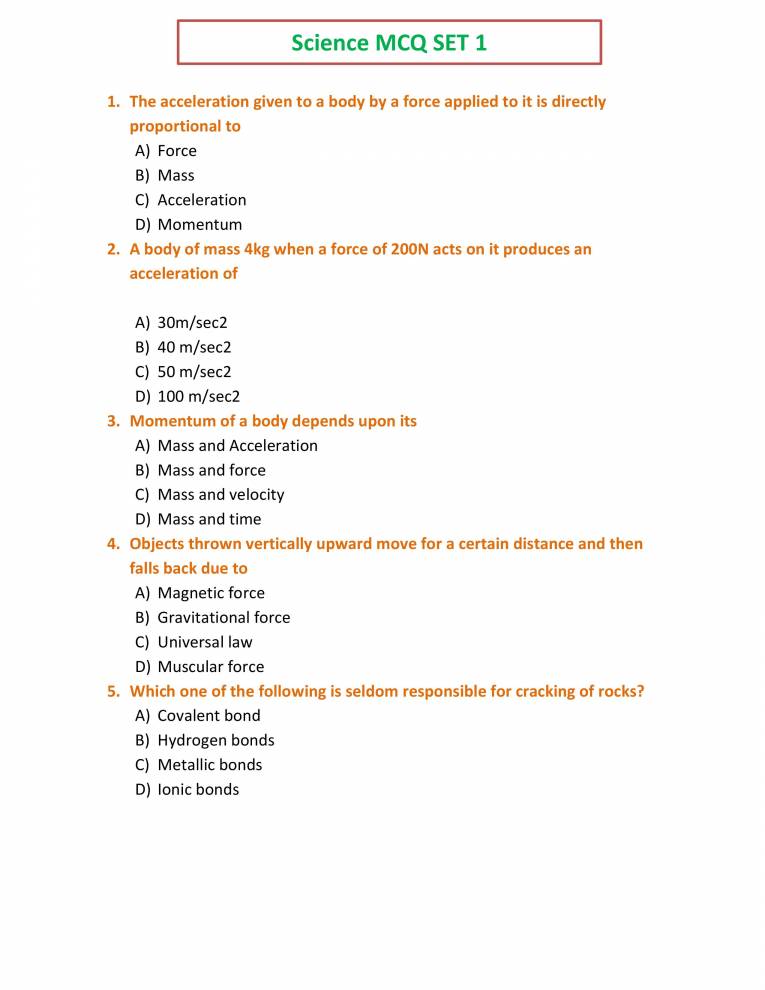 Science MCQ Test 1 - Notes - LearnPick India