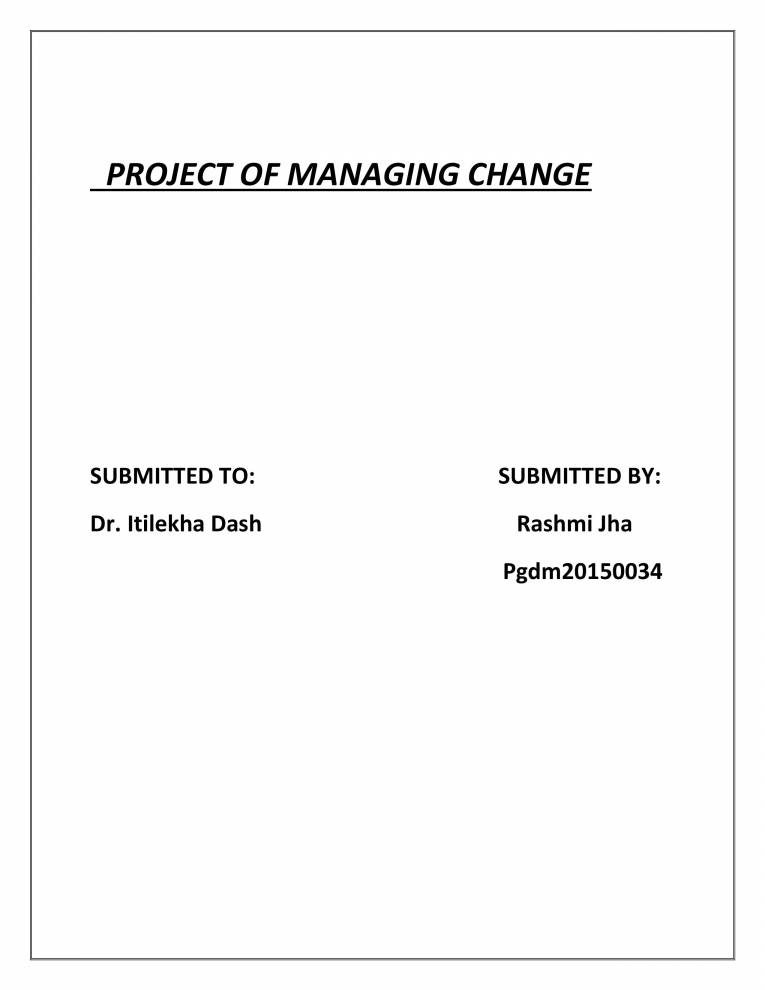 Change Management - Notes - LearnPick India