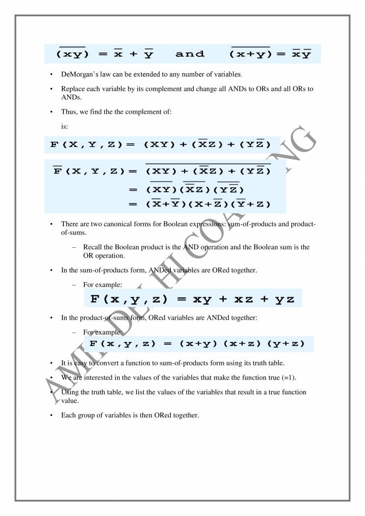 Boolean Algebra - Notes - LearnPick India