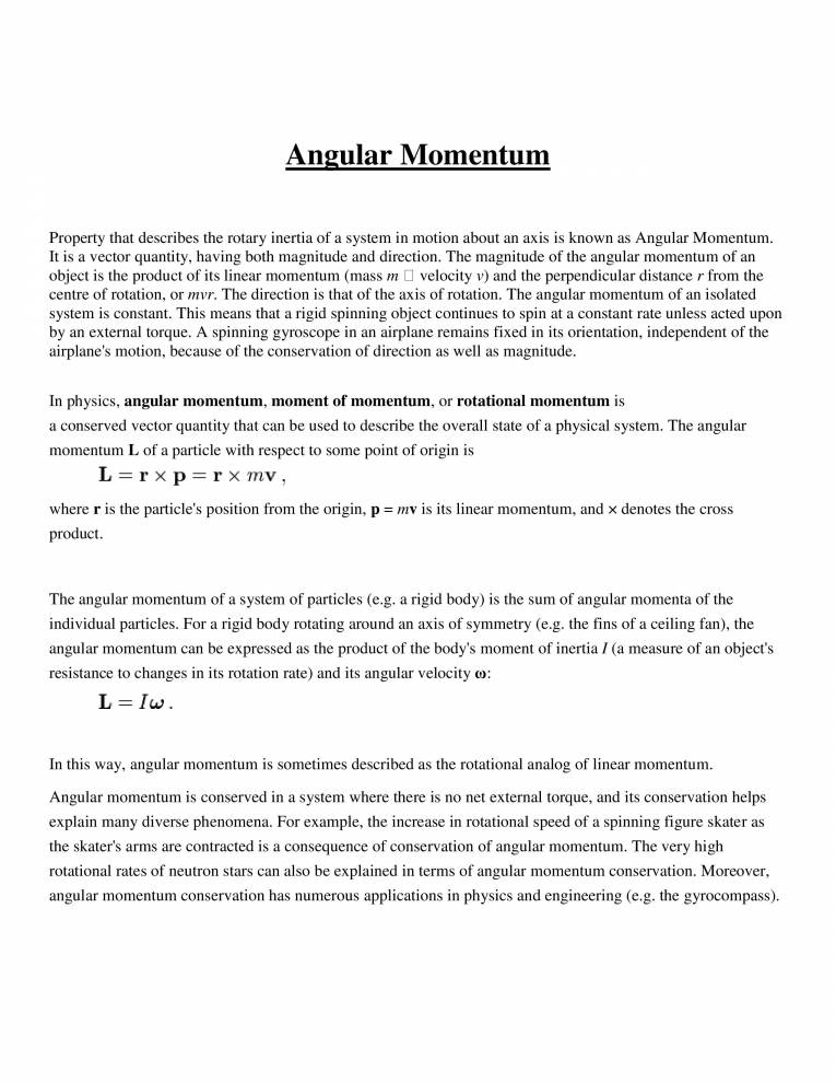 Angular Momentum - Notes - LearnPick India