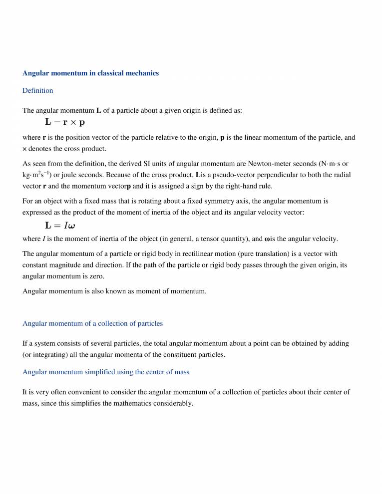 Angular Momentum - Notes - LearnPick India