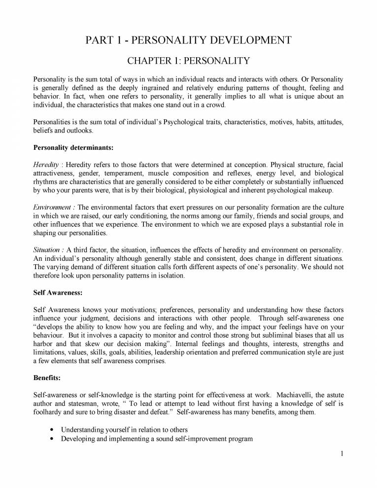Personality Development - Notes - LearnPick India