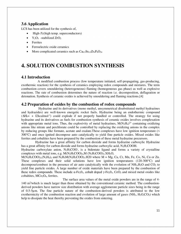 Combustion Synthesis Of Ceramics - Notes - LearnPick India