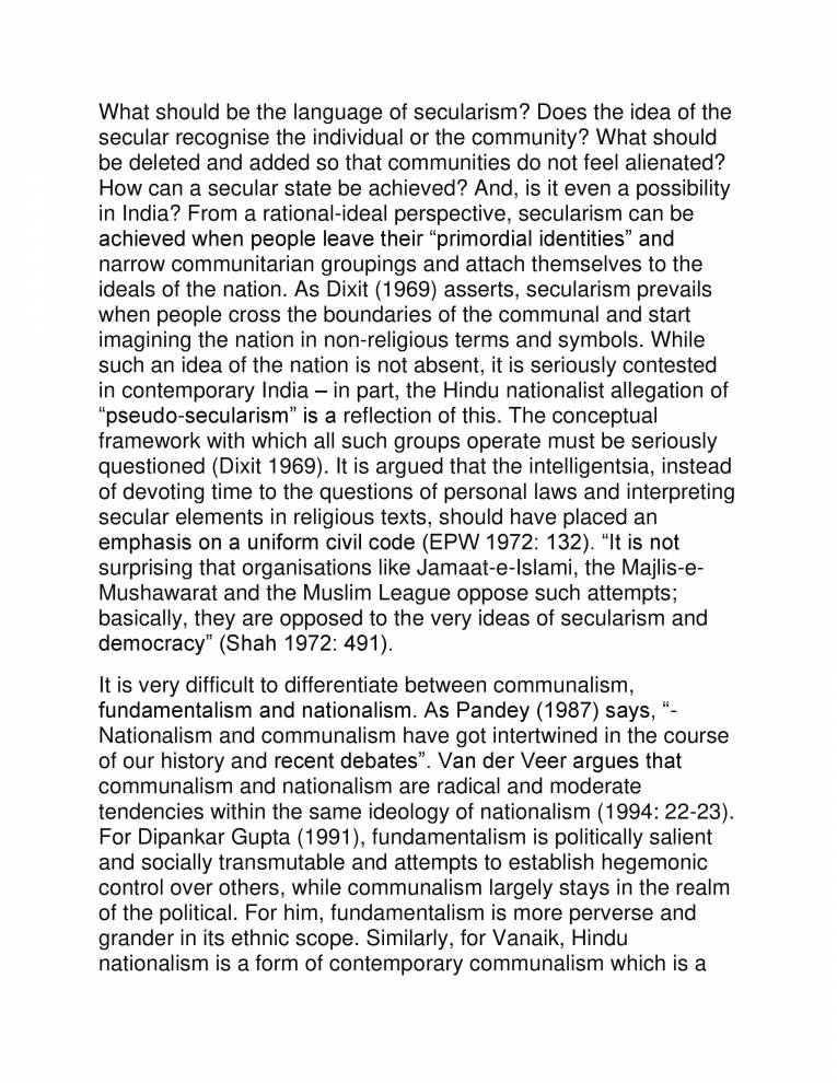 Communalism - Notes - LearnPick India