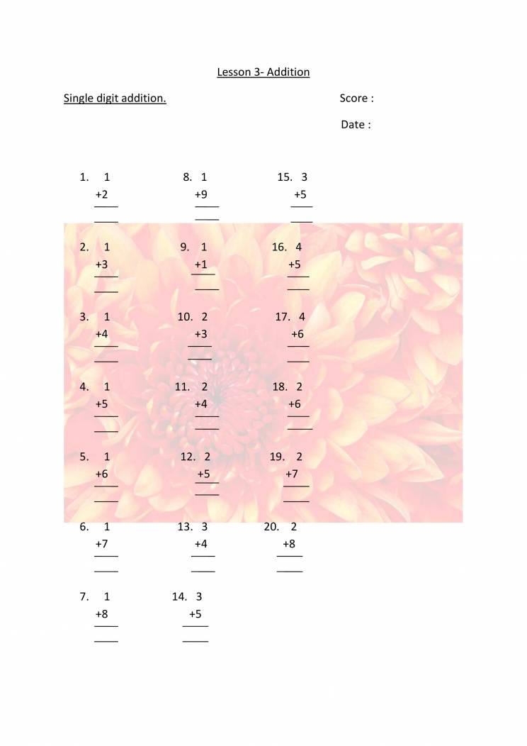 Class I Maths Worksheet For Addition - Notes - LearnPick India