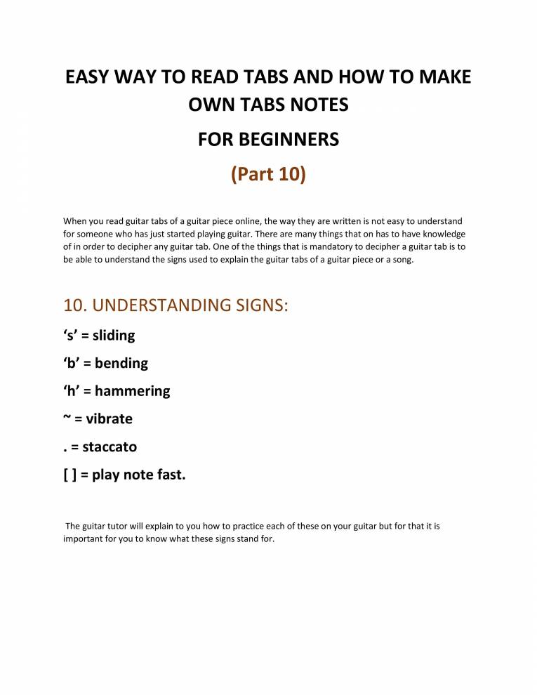 Easy Way To Read Tabs And How To Make Own Tabs Notes - Notes ...