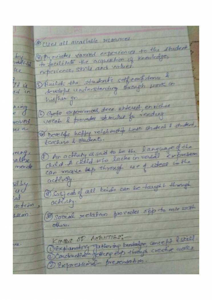 Notes On Activity Teaching - Notes - LearnPick India