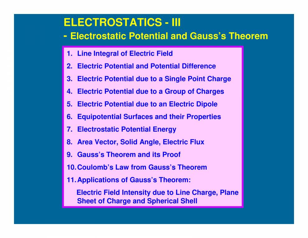 Physics : Electrostatics : Class 12th - Notes - LearnPick India