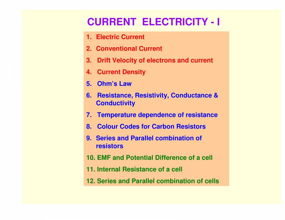 Physics : Class 12th : Current Electricity Notes - Notes - LearnPick India
