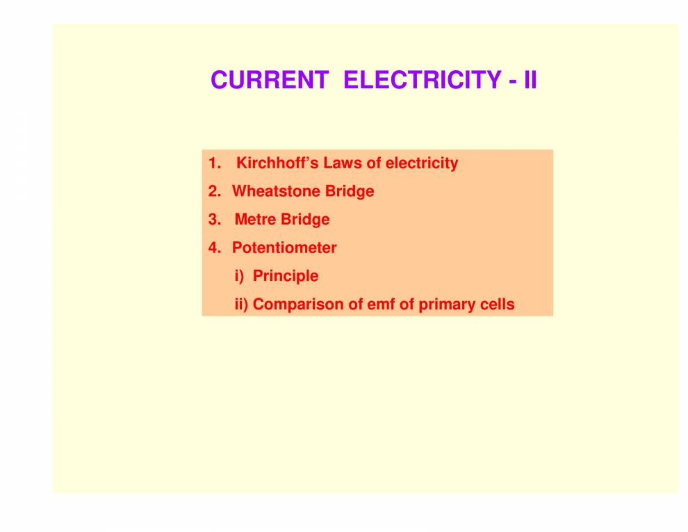 Physics : Class 12th : Current Electricity Notes - Notes - LearnPick India