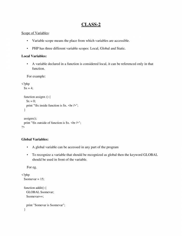 Introduction To PHP - Notes - LearnPick India
