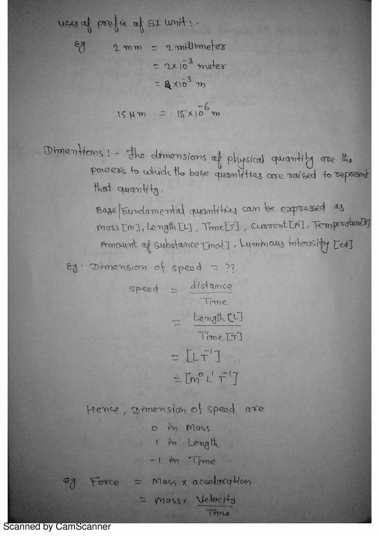 Units And Dimensions - Notes - LearnPick India