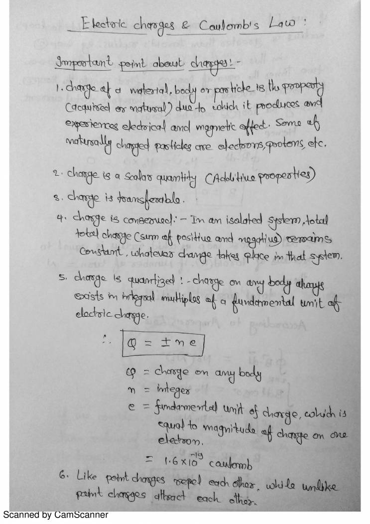 Electric Charge And Coulomb Law - Notes - LearnPick India