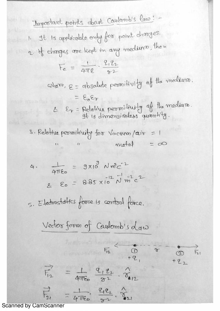 Electric Charge And Coulomb Law - Notes - LearnPick India
