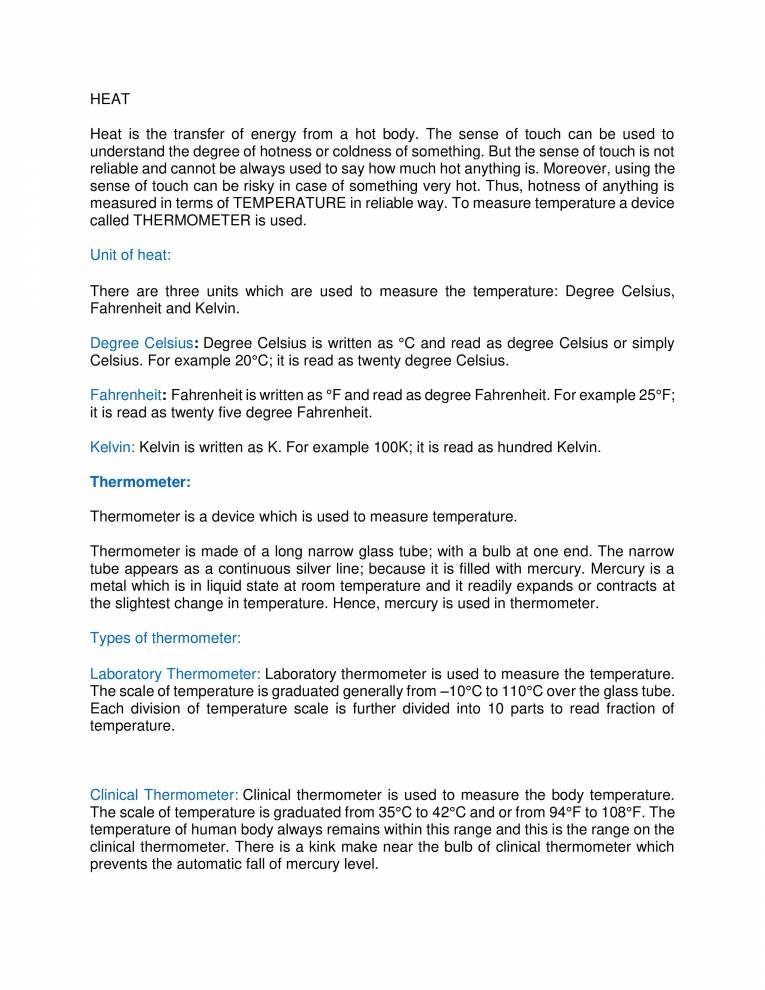 Class 7 Heat - Notes - LearnPick India