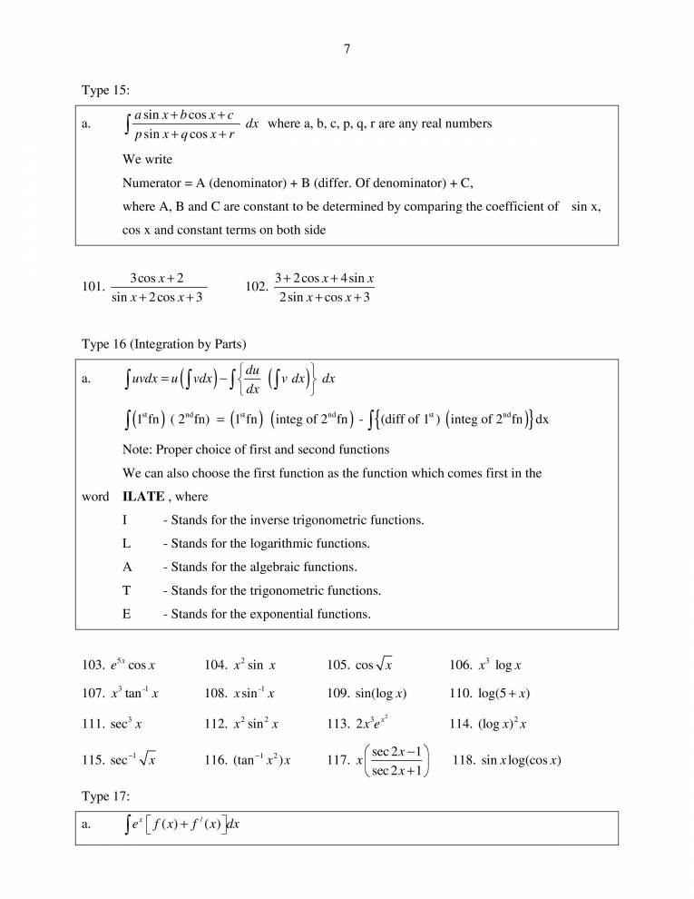 Integration (Calculus) - Notes - LearnPick India