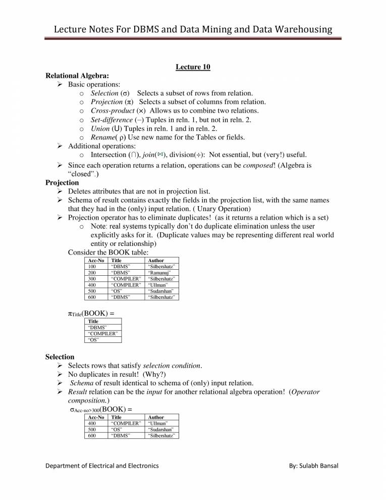 DBMS Lecture Notes - Notes - LearnPick India