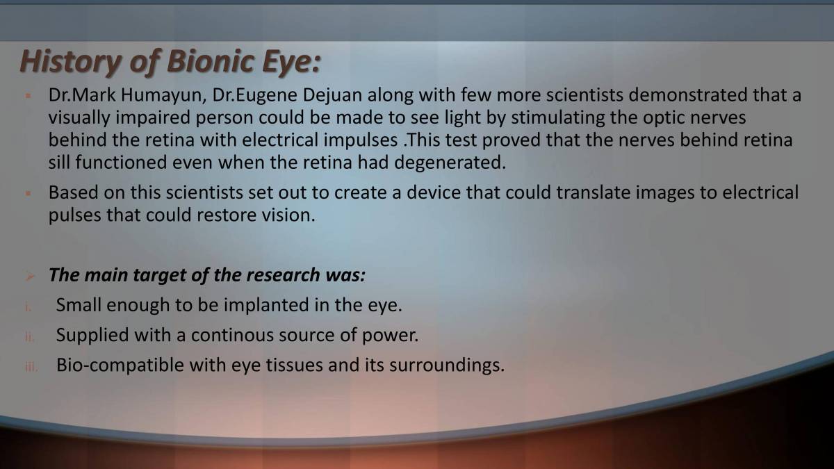 Bionic Eye - PowerPoint Slides - LearnPick India