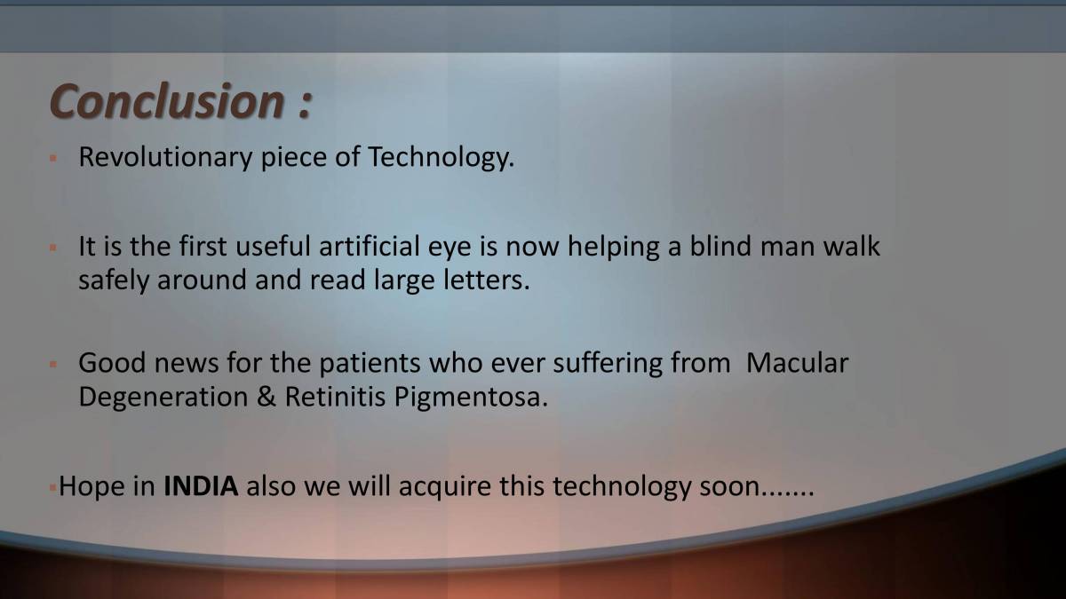 Bionic Eye - PowerPoint Slides - LearnPick India