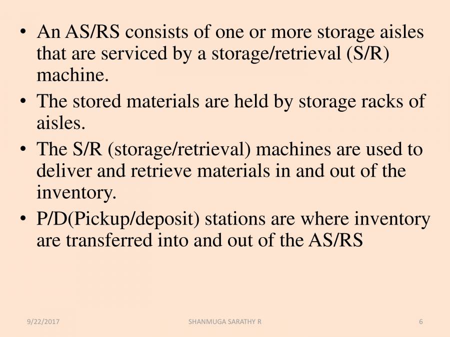 Automated Storage / Retrieval System - PowerPoint Slides - LearnPick India