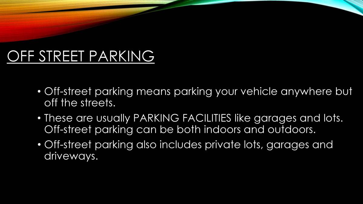 Off Street Car Parking - PowerPoint Slides - LearnPick India