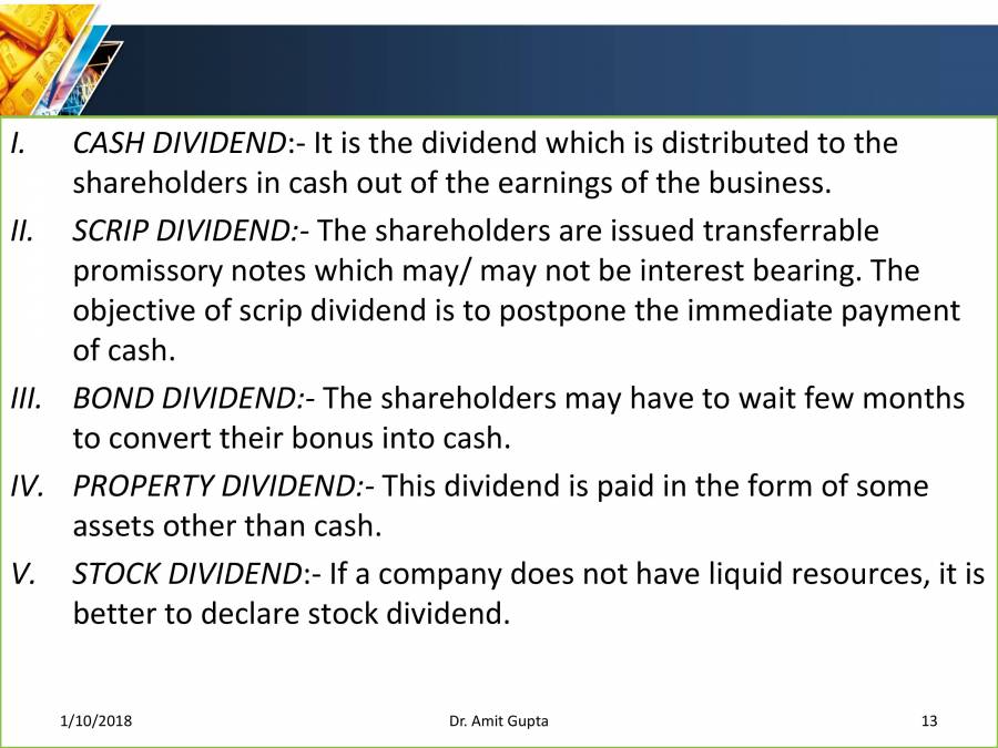 Introduction To Dividend - PowerPoint Slides - LearnPick India