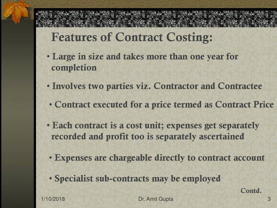 Contract Costing - PowerPoint Slides - LearnPick India