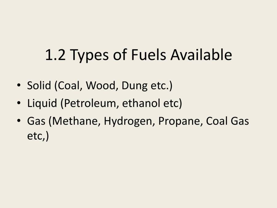Fuel And Combustion Part - I - PowerPoint Slides - LearnPick India